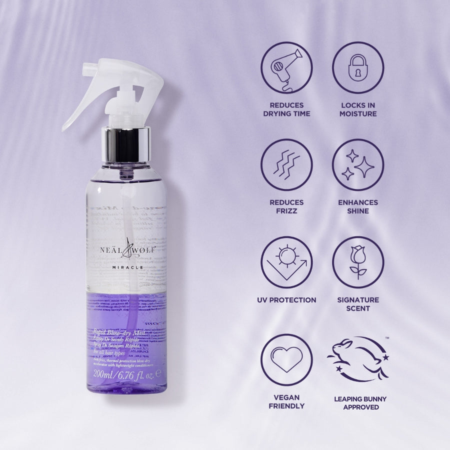MIRACLE Rapid Quick Dry Blow Dry Spray Mist 200ml - Neäl & Wølf – Neal ...